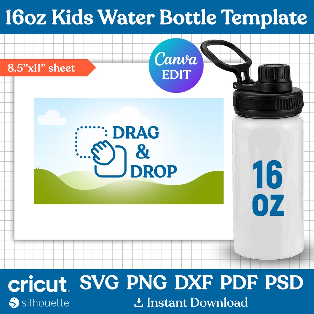 Tumbler Template Svg, 16oz Kids Water Bottle Template, Kids School ...