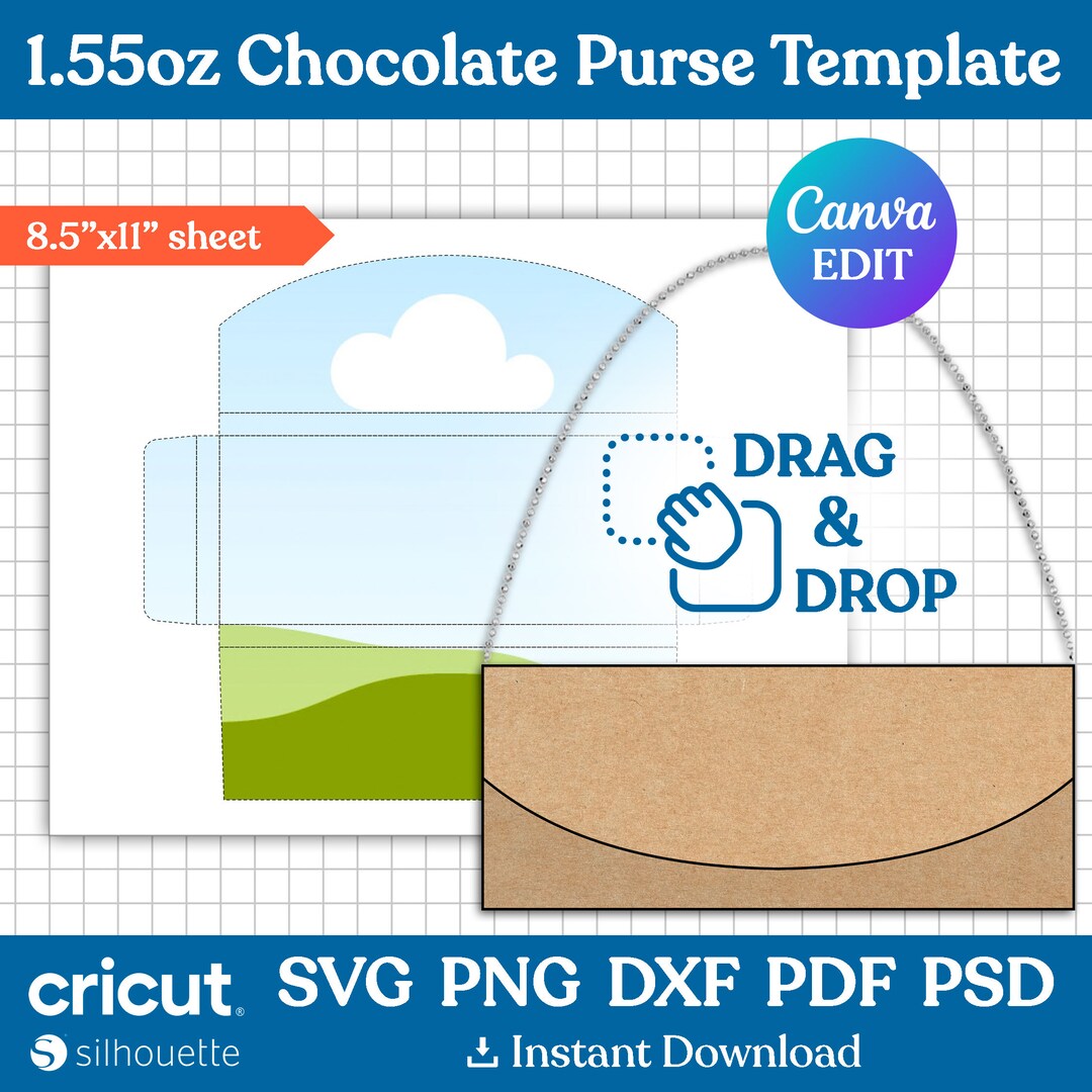 1.55oz Chocolate Bar Purse Template, Chocolate Template, Candy Bar ...