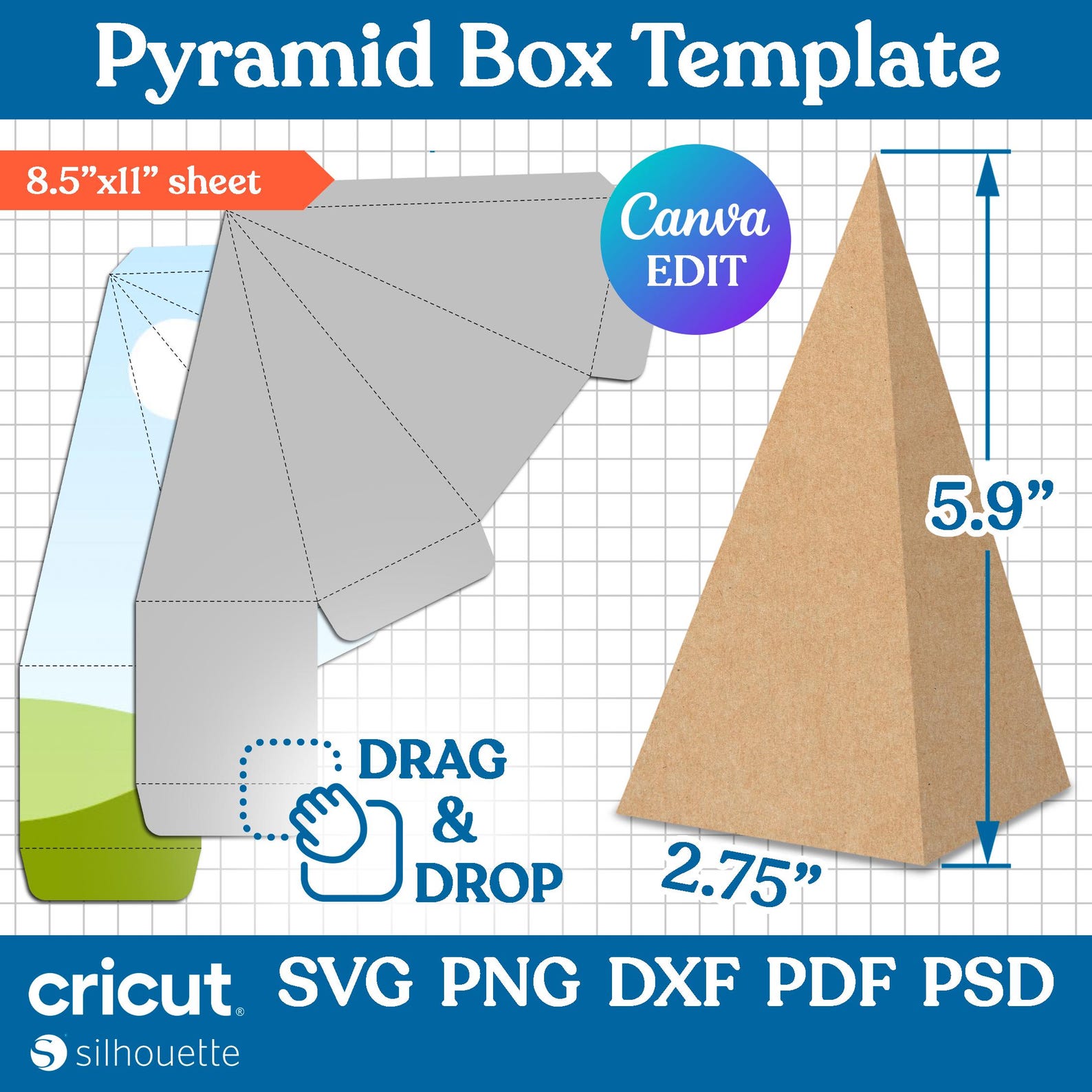 Pyramid Box Bundle, Gift Box Template, Pyramid Favor Box, Birthday Gift ...