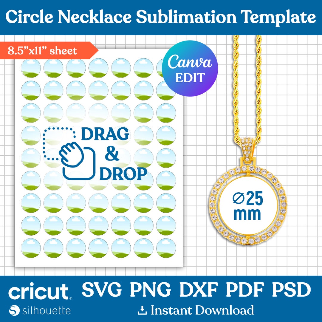 Rotating Circle Necklace Sublimation Template, Sublimation Photo ...