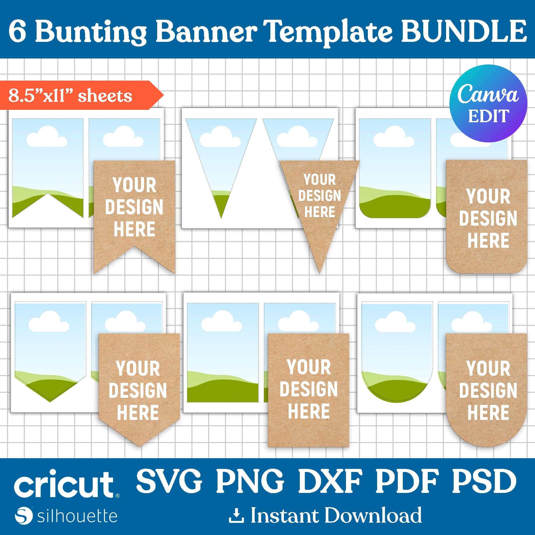 Bunting Banner Template BUNDLE, Bunting Banner Svg, Flag Banner Svg ...