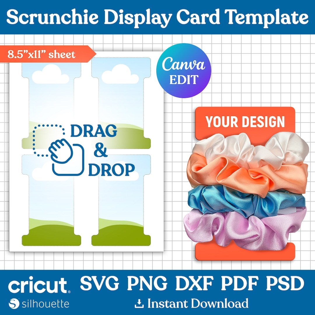 Scrunchie Display Card Template, Scrunchie Tag Template, Scrunchie ...