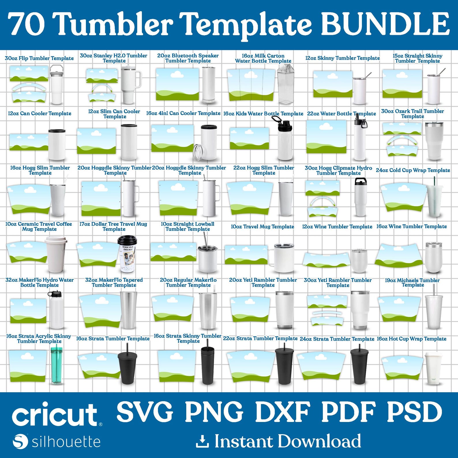 Tumbler Template BUNDLE, 40oz Tumbler, 20oz & 30oz Skinny Tumbler, Mug ...