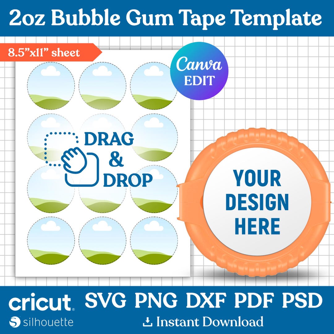 2oz Bubble Gum Tape Template, Bubble Gum Label Template, Bubble Gum ...