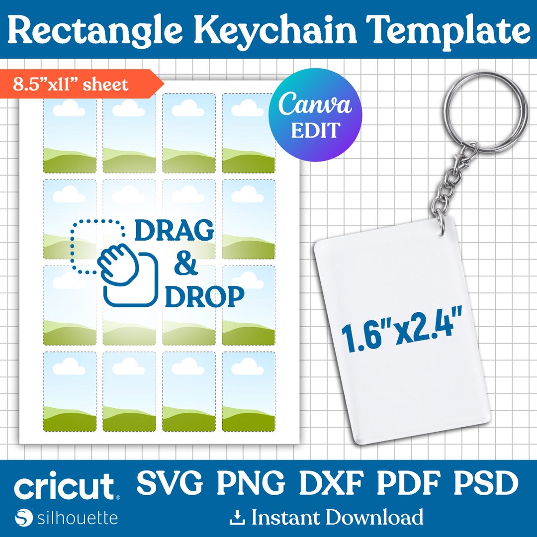 Rectangle Keychain Template, Keychain Template Svg, Sublimation ...