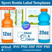 Football Sports Drink Bottle Labels, Mini 12oz Editable Label ...