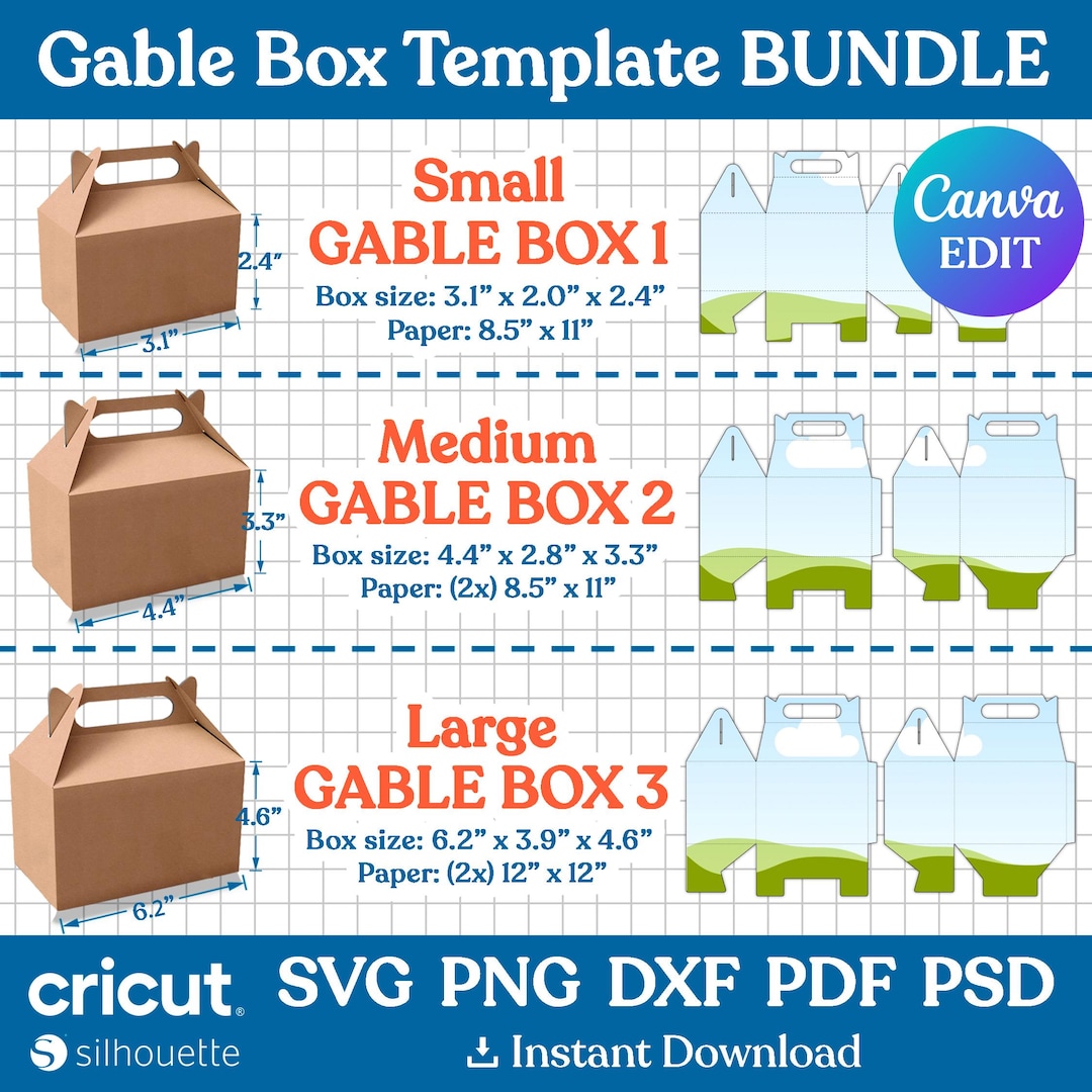 Gable Box Template BUNDLE, Gable Box Template, Gable Box Svg, Party ...