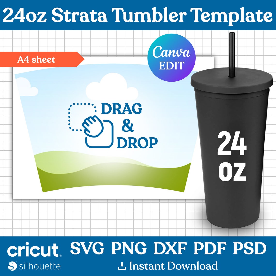 24oz Strata Cup Tumbler Template, 24oz Strata Cup Wrap Template, Strata ...
