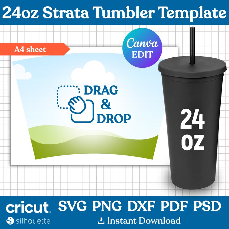 24oz Strata Cup Tumbler Template, 24oz Strata Cup Wrap Template, Strata ...
