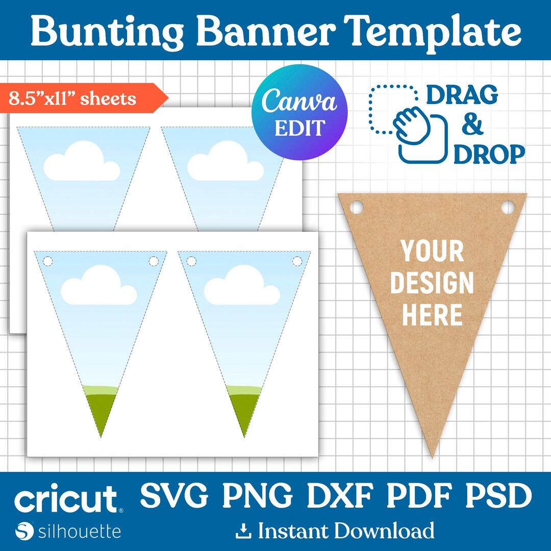 Bunting Banner Template, Triangle Banner Flag Template, Bunting Banner ...