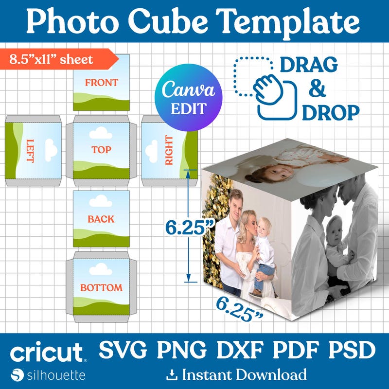 Cube Box Template - Etsy