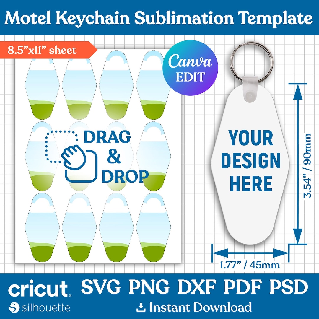 Motel Keychain Sublimation Template, Motel Keychain Template, Bifold ...
