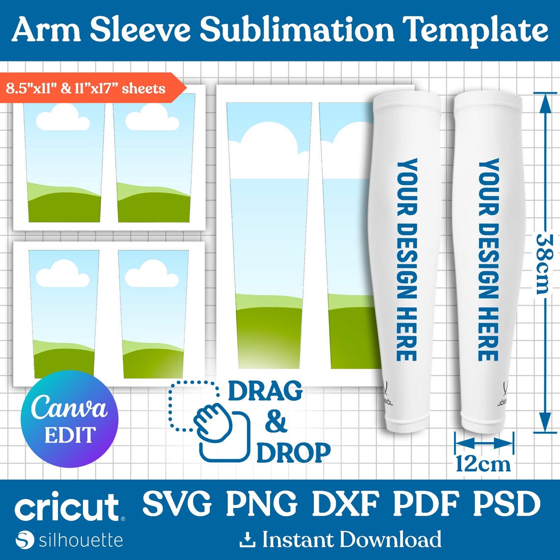 Arm Sleeve Sublimation Template, Sports Arm Sleeve Template, Arm ...