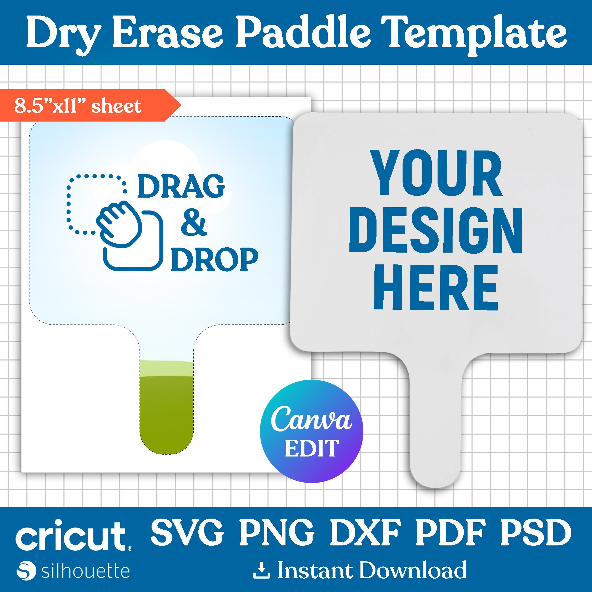 Dry Erase Answer Paddle Template Svg, Blank Paddle Board Template, Fan ...