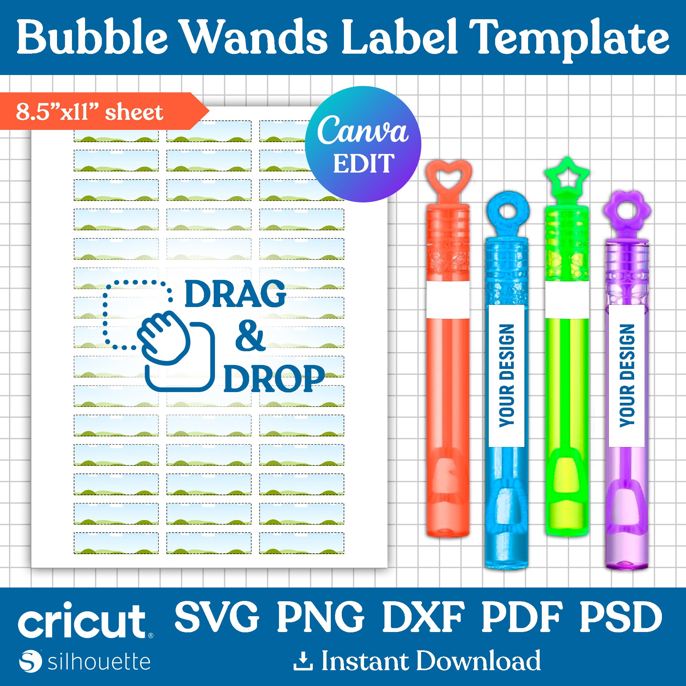 Bubble Wands Label Template, Bubble Bottle Label Template, Kids Party ...