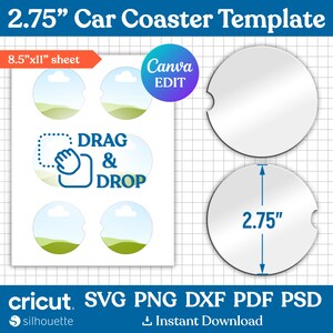 2.75" Car Coaster Template Svg, Car Cup Coaster Template, Car Coaster ...