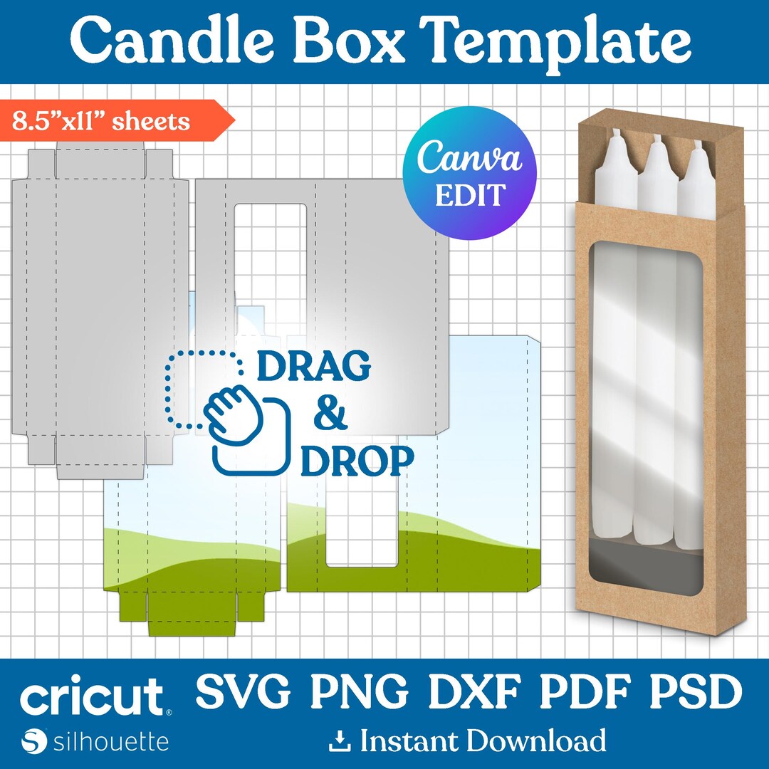 Candle Box Template, Candle Box Svg, Unscented Chandelier Candle Box ...