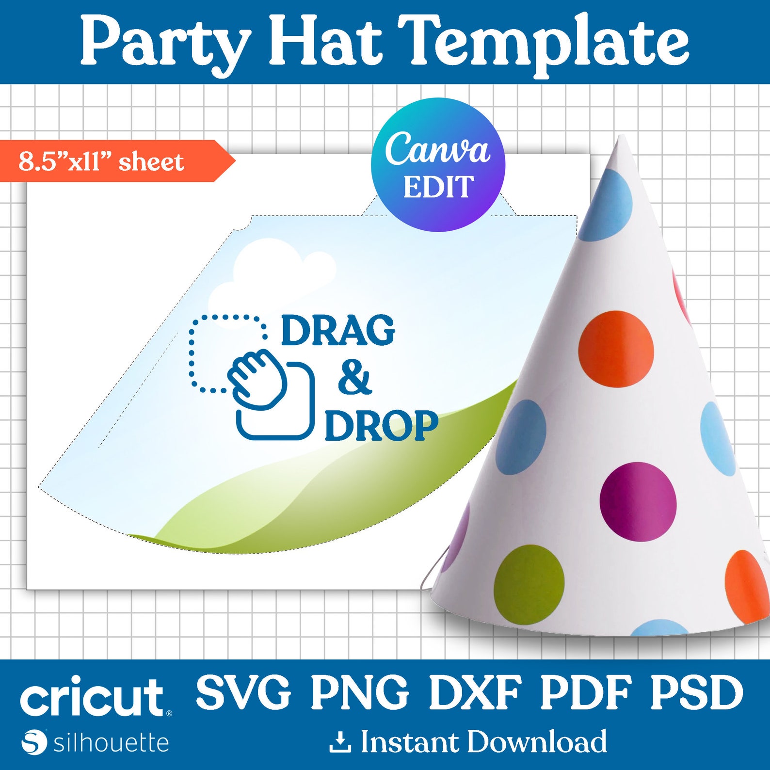 Party Hat Template, Party Hat Svg, Birthday Hat Template, Blank Hat ...