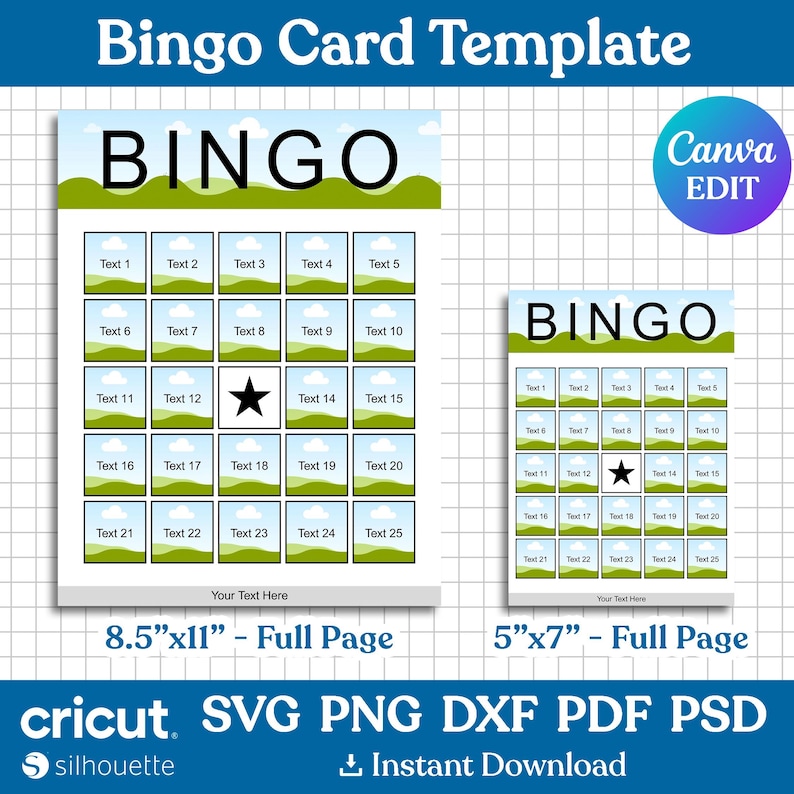 Bingo Card Template, Bingo Template, Custom Bingo, Bingo Canva Template ...