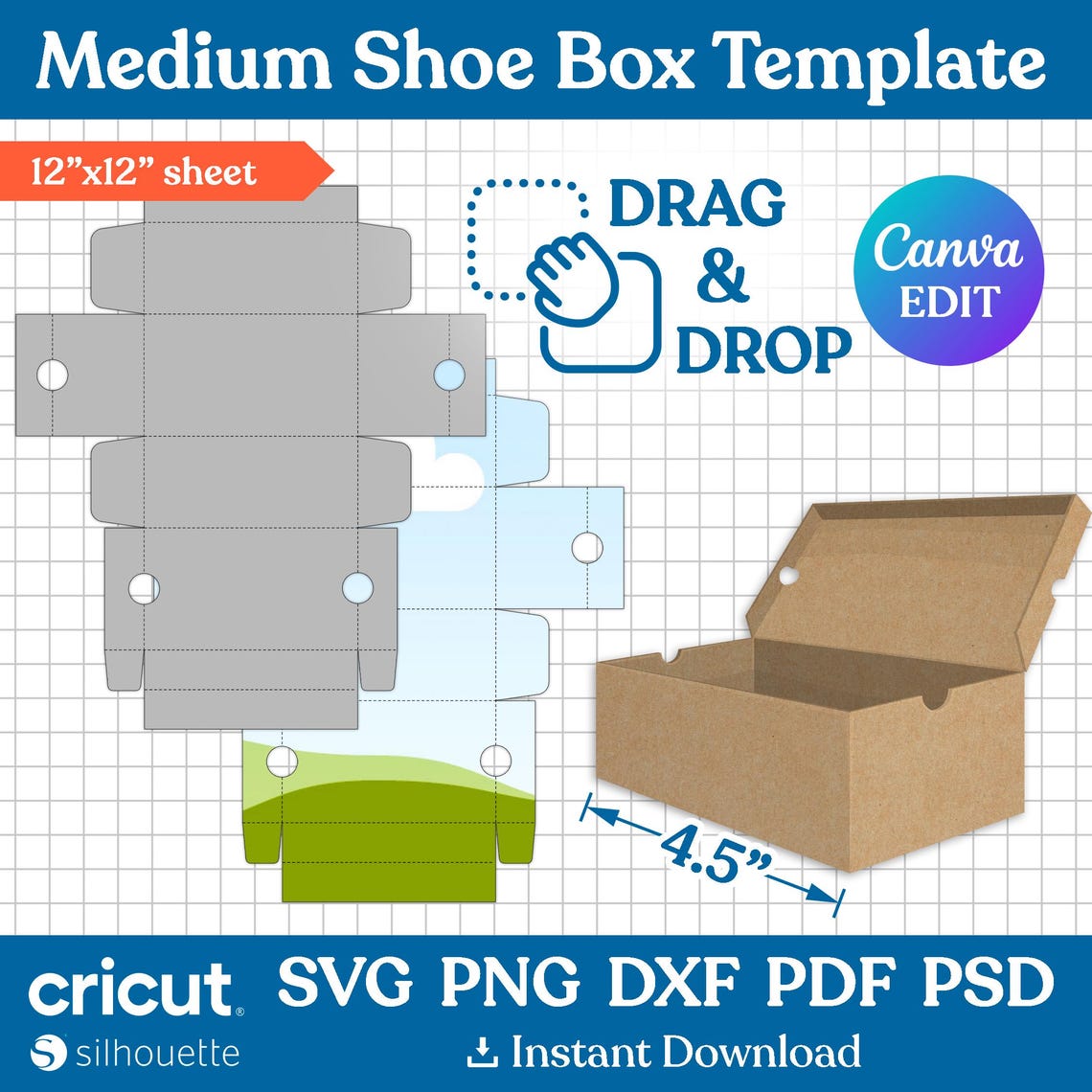 Shoe Box Template BUNDLE, Shoe Box Svg, Sneaker Box Template, Shoe Box ...