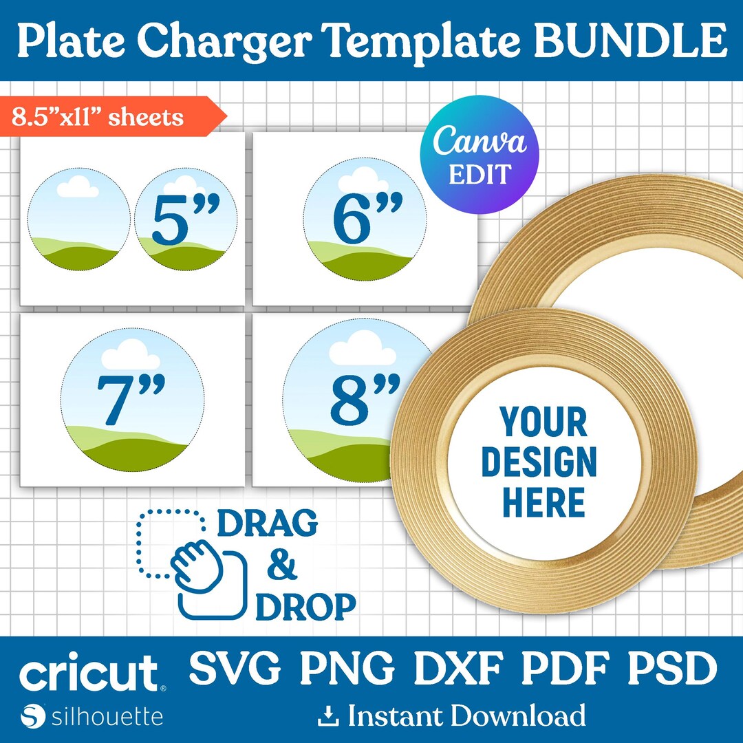 Plate Charger Template BUNDLE, Plate Insert Template, Circle Template ...