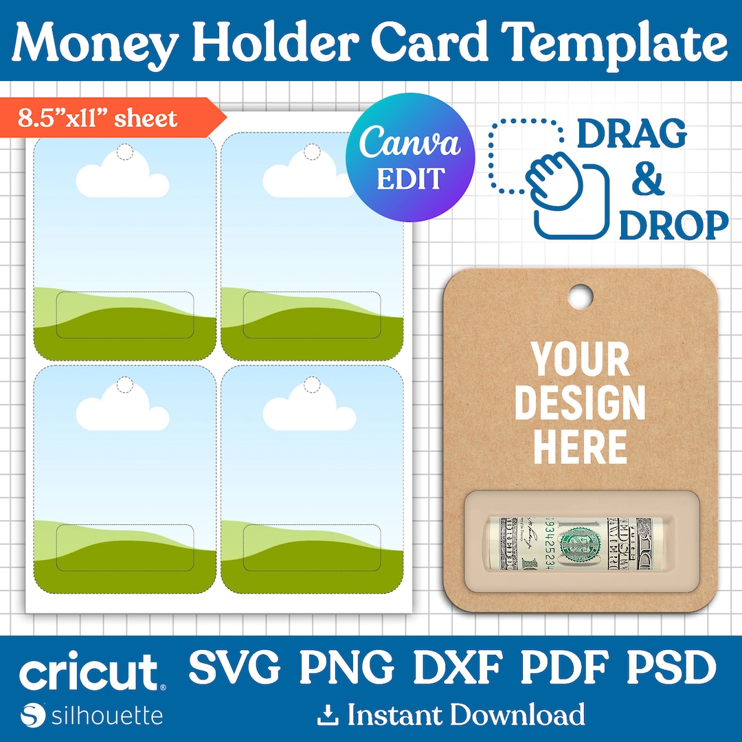 Money Holder Card Template, Money Card Svg, Money Holder Svg, Money ...