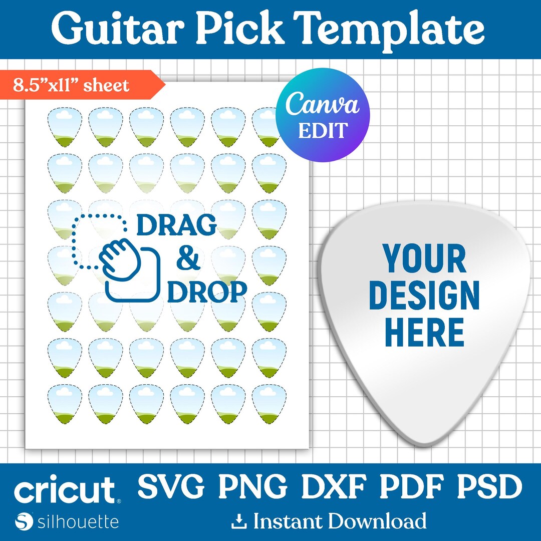 Guitar Pick Template, Guitar Pick Svg, Guitar Pick Sublimation Template ...