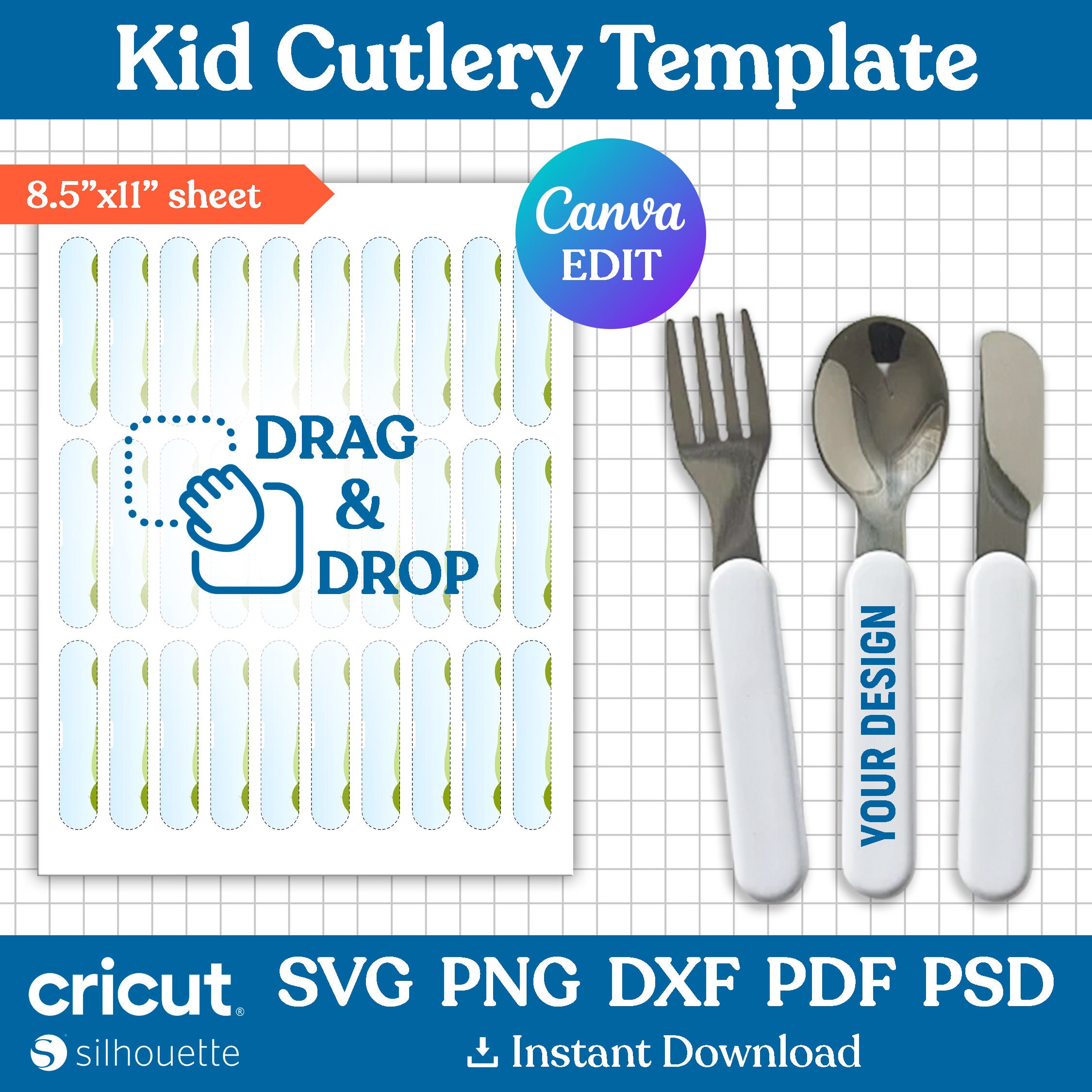 Kid Cutlery Template, Kid Cutlery Template for Sublimation, Polymer Kid ...