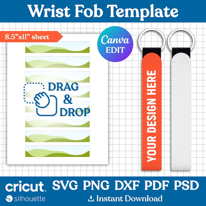 Wrist Fob Template Svg, Wristlet Sublimation Template, Neoprene ...