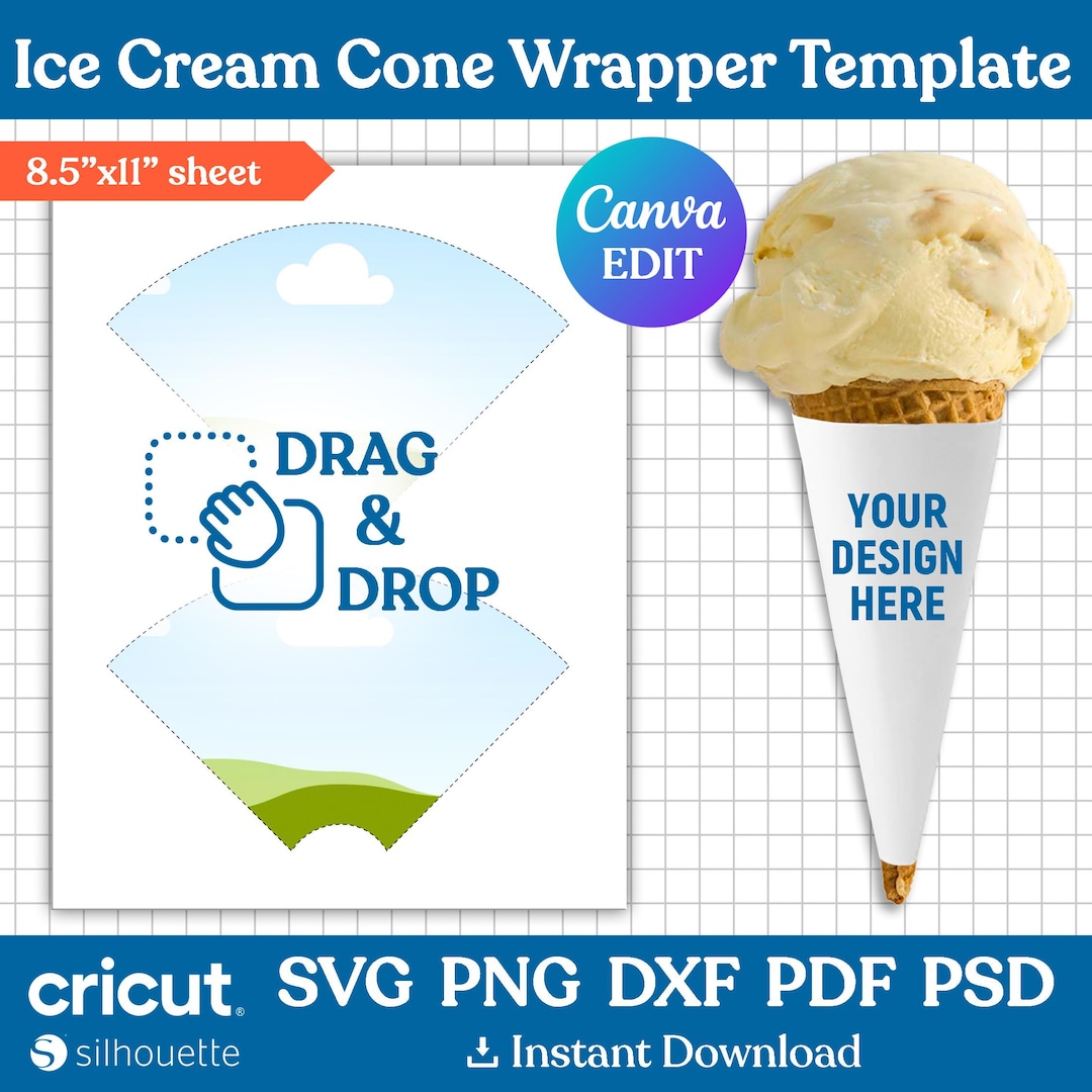 Ice Cream Cone Wrapper Template, Candy Cone Template, Treat Cone ...