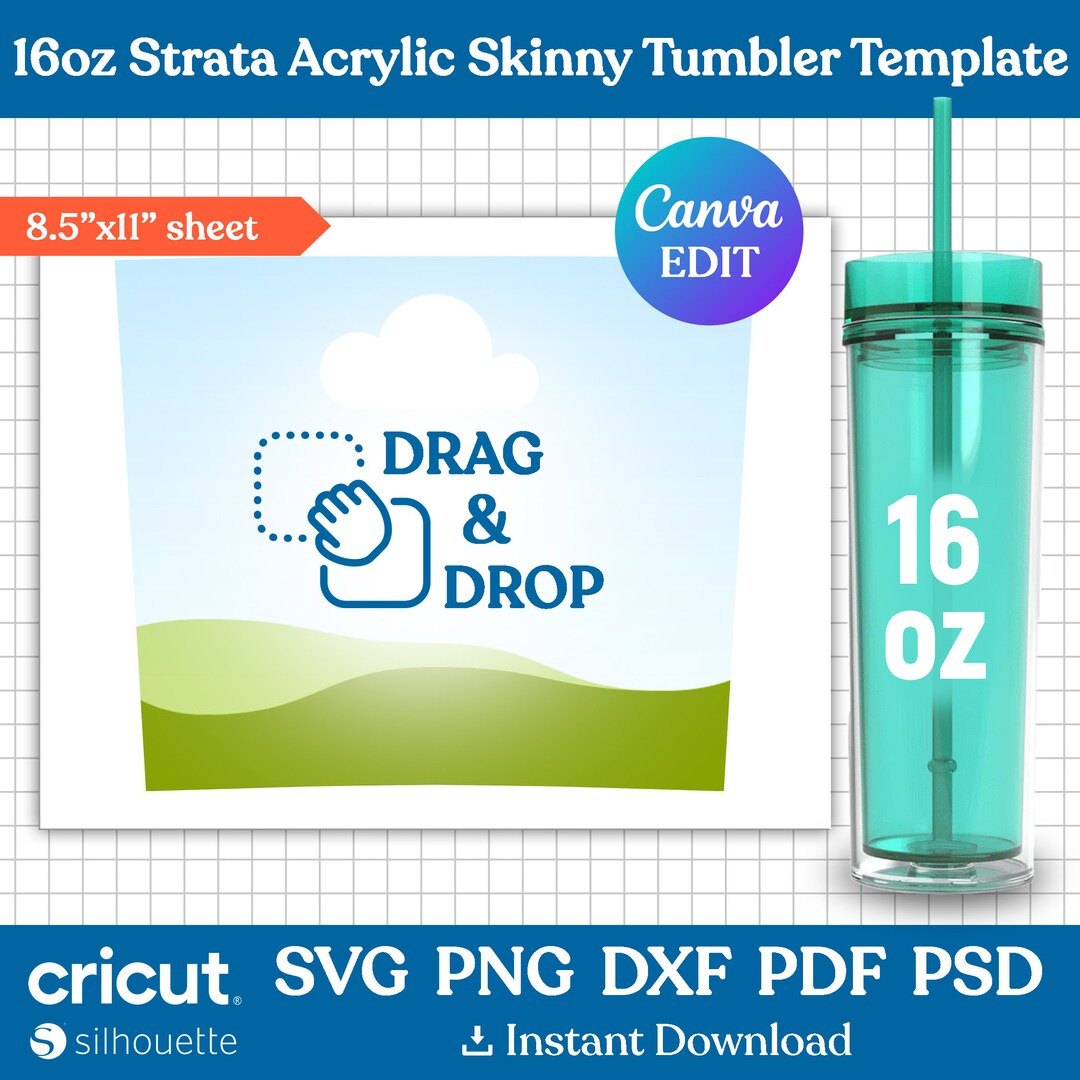 16oz Acrylic Strata Cup Tumbler Template, 16oz Strata Skinny Wrap ...