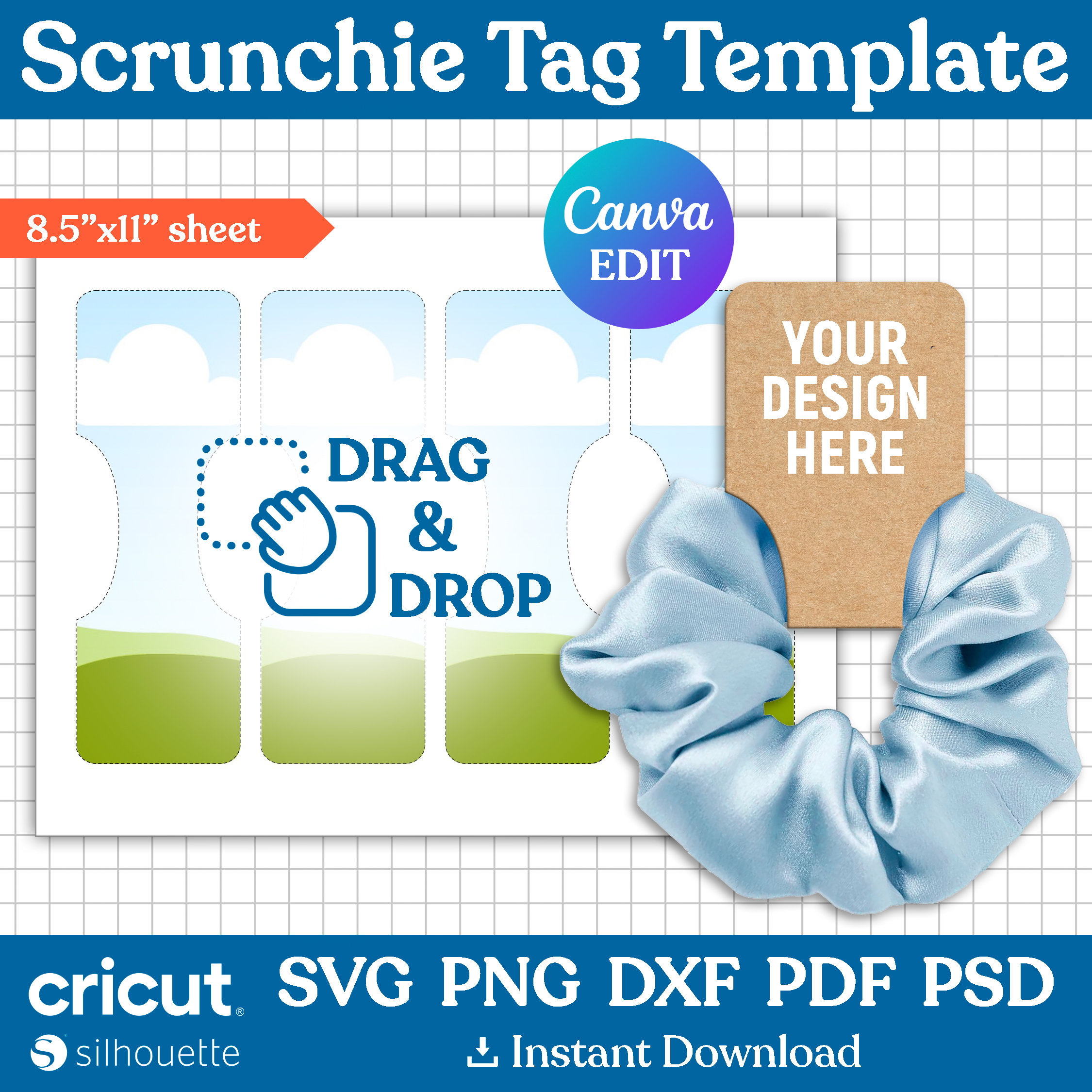 Scrunchie Tag Template, Scrunchie Tag Svg, Scrunchie Label Template ...