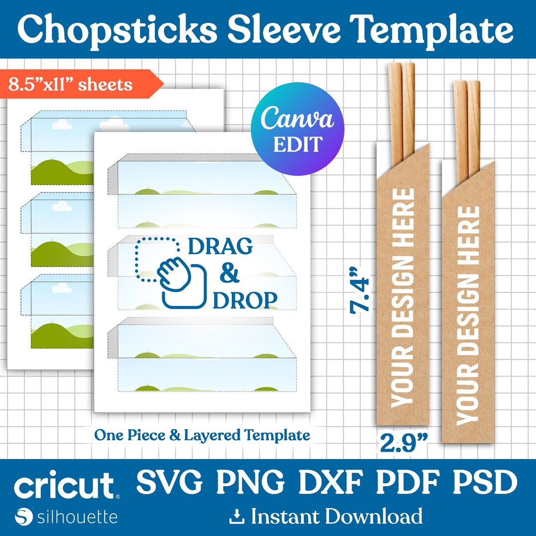 Chopsticks Sleeve Template, Chapstick Sleeve Svg, Chopstick Pocket ...