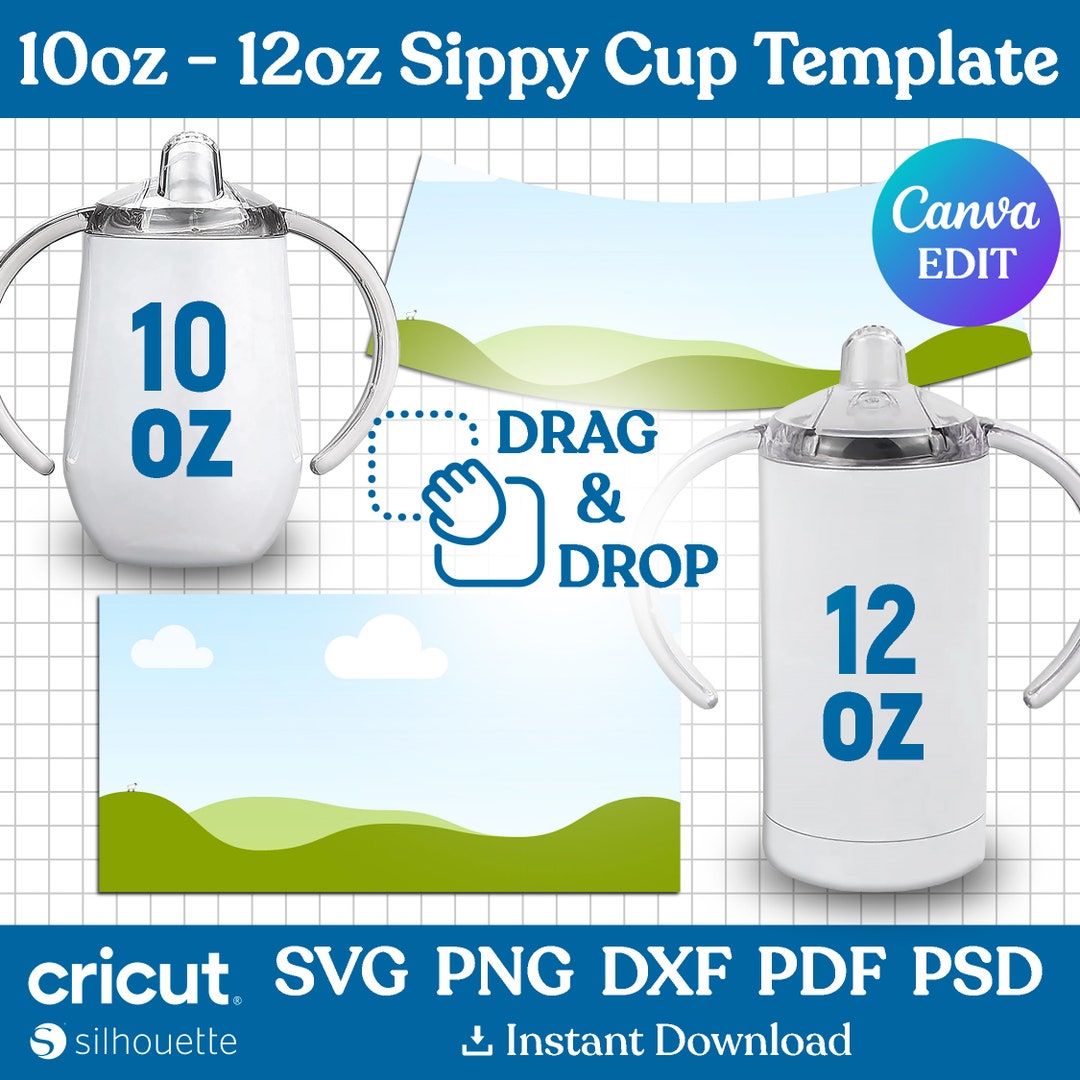 10oz - 12oz Sippy Cup Tumbler Template, Sippy Cup Wrap Template Svg ...