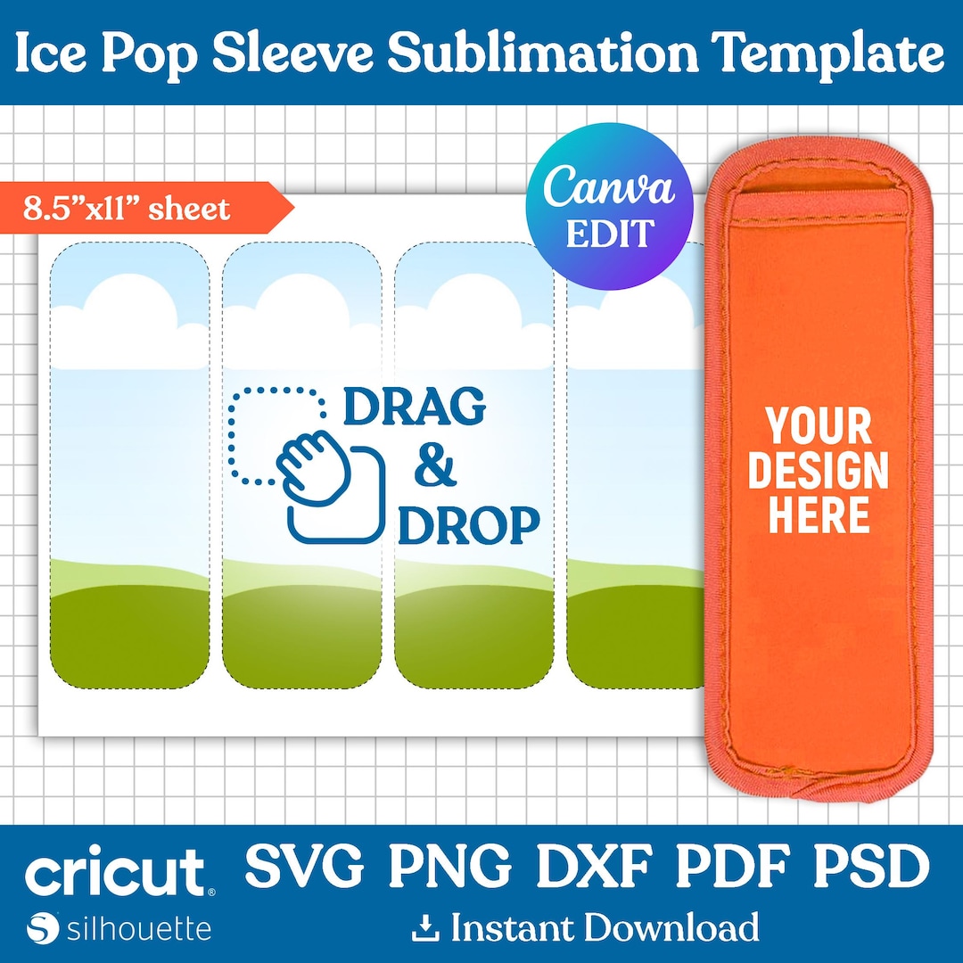 Ice Pop Sleeve Sublimation Template, Popsicle Sleeve Template, Ice Pop ...