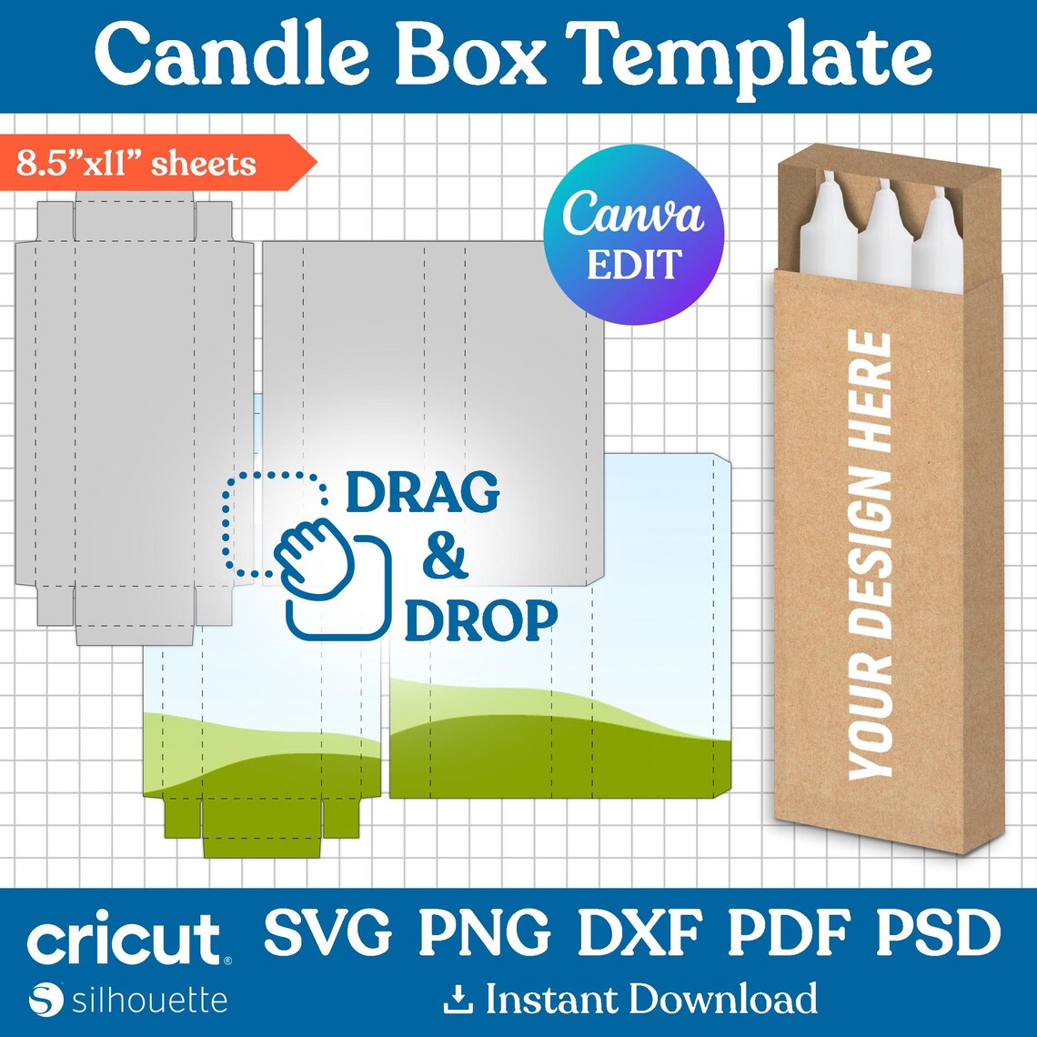 Candle Box Template BUNDLE, Candle Box Svg, Unscented Chandelier Candle ...