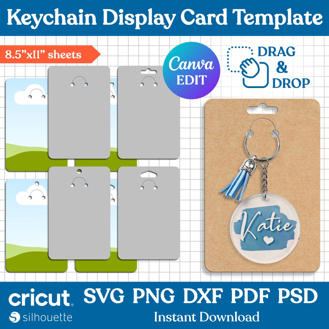 Keychain Display Card Template, Keyring Display Card Svg, Keyring ...