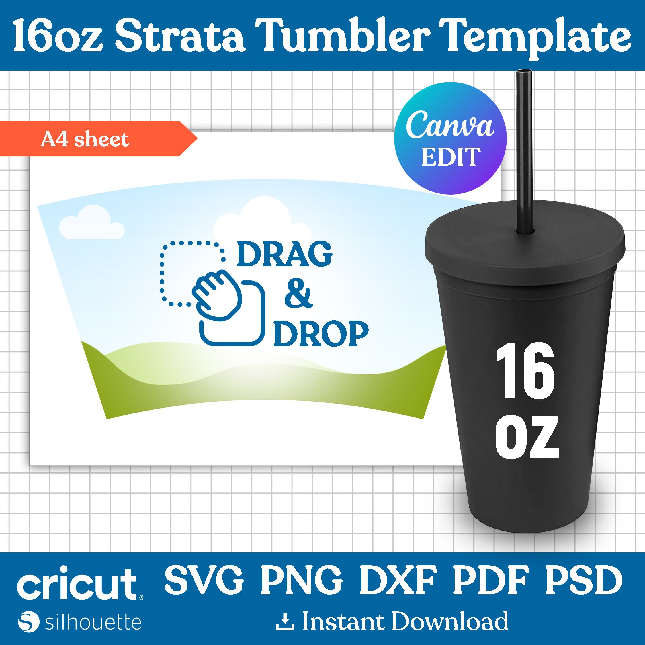 16oz Strata Cup Tumbler Template, 16oz Strata Cup Wrap Template, Strata ...