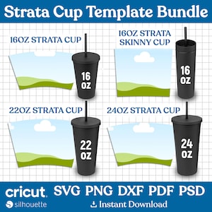 16oz, 22oz, 24oz Strata Tumbler Template Bundle, 16oz Strata Skinny ...