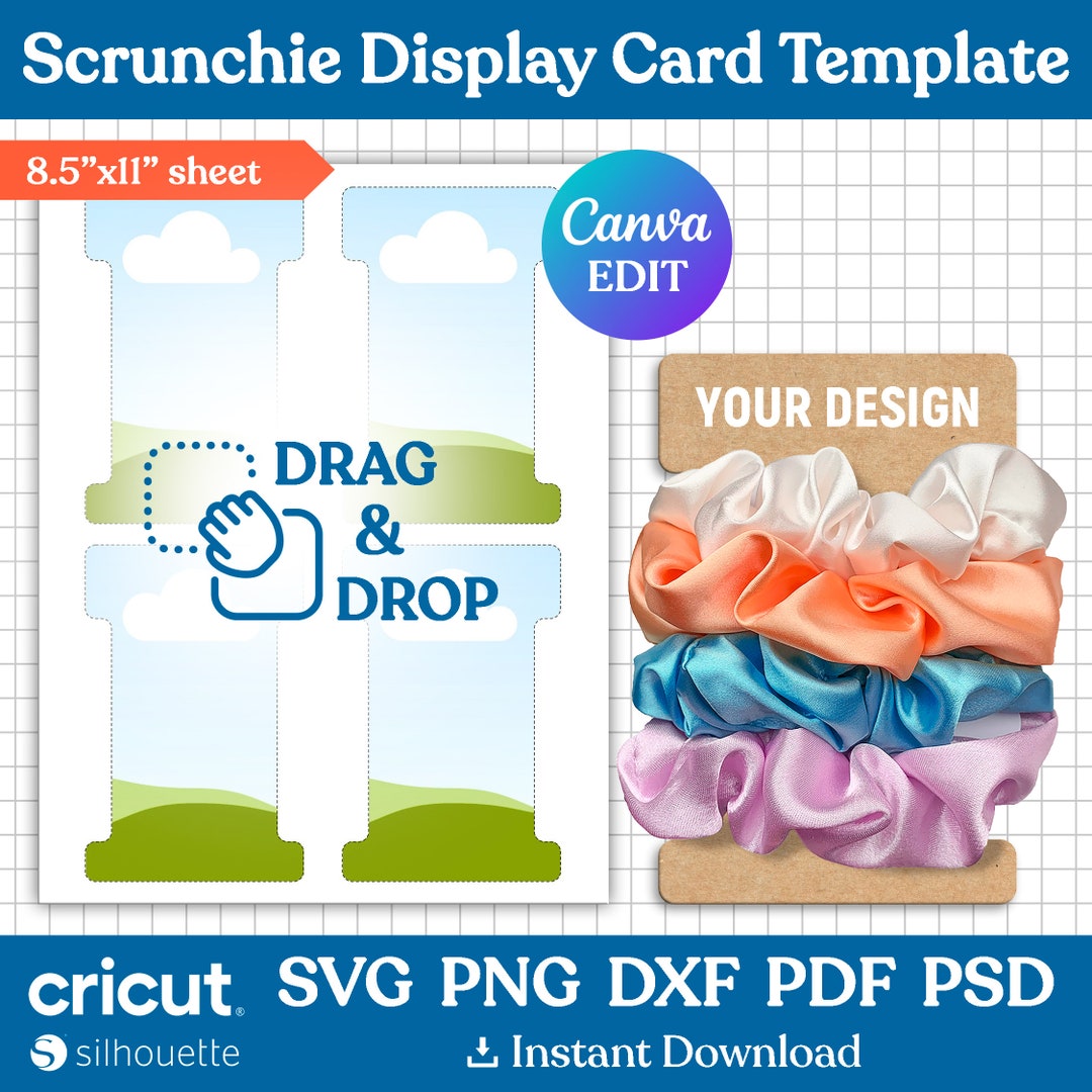Scrunchie Display Card Template, Scrunchie Tag Template, Scrunchie ...