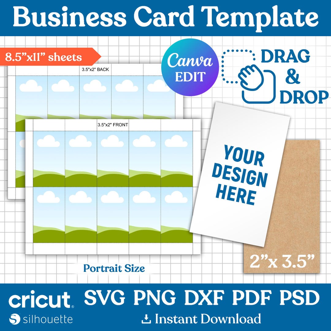 Business Card Template, 2”x3.5” Business Card Template, Business Card ...