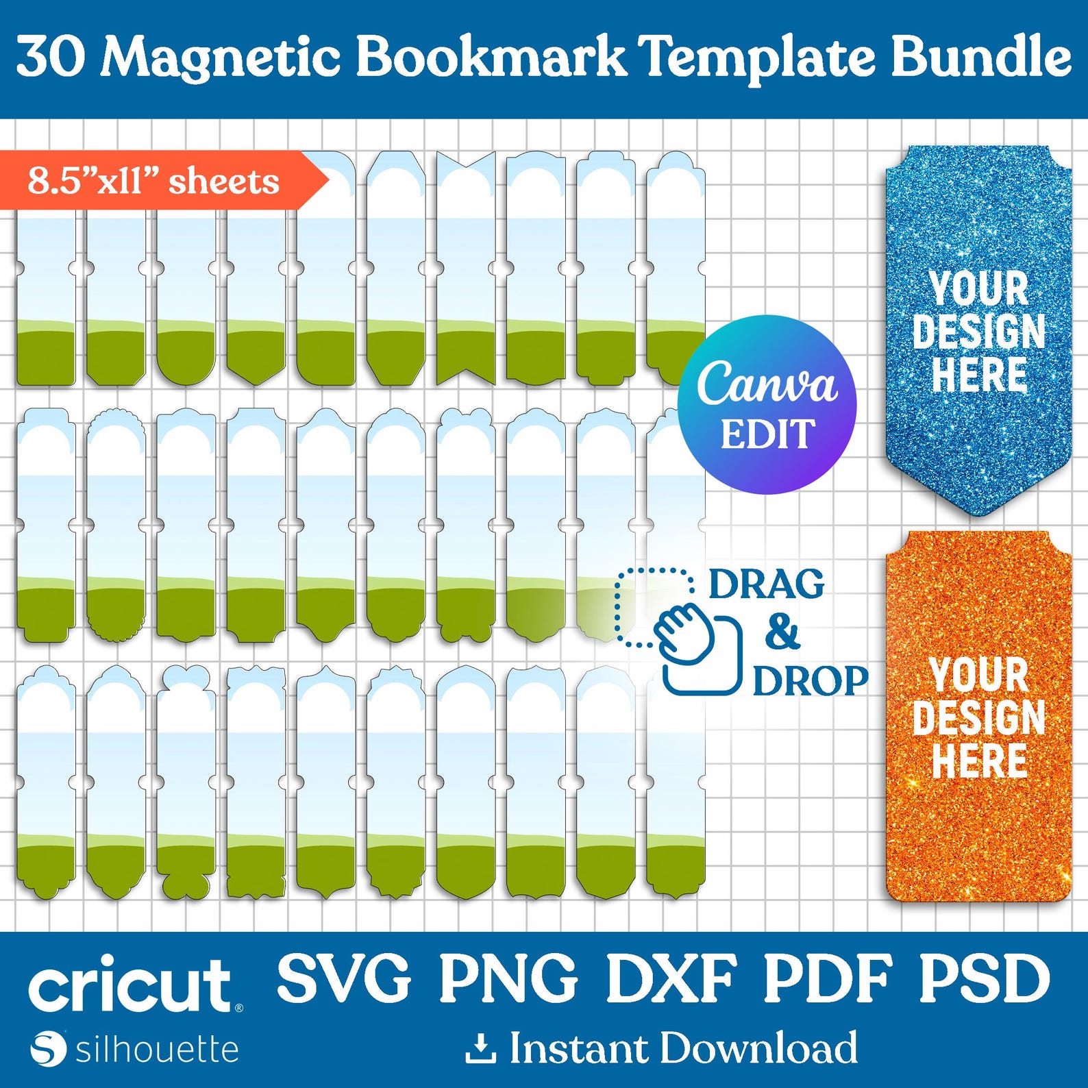 Magnetic Bookmark Template BUNDLE, Bookmark Clipart, Magnetic Bookmark ...