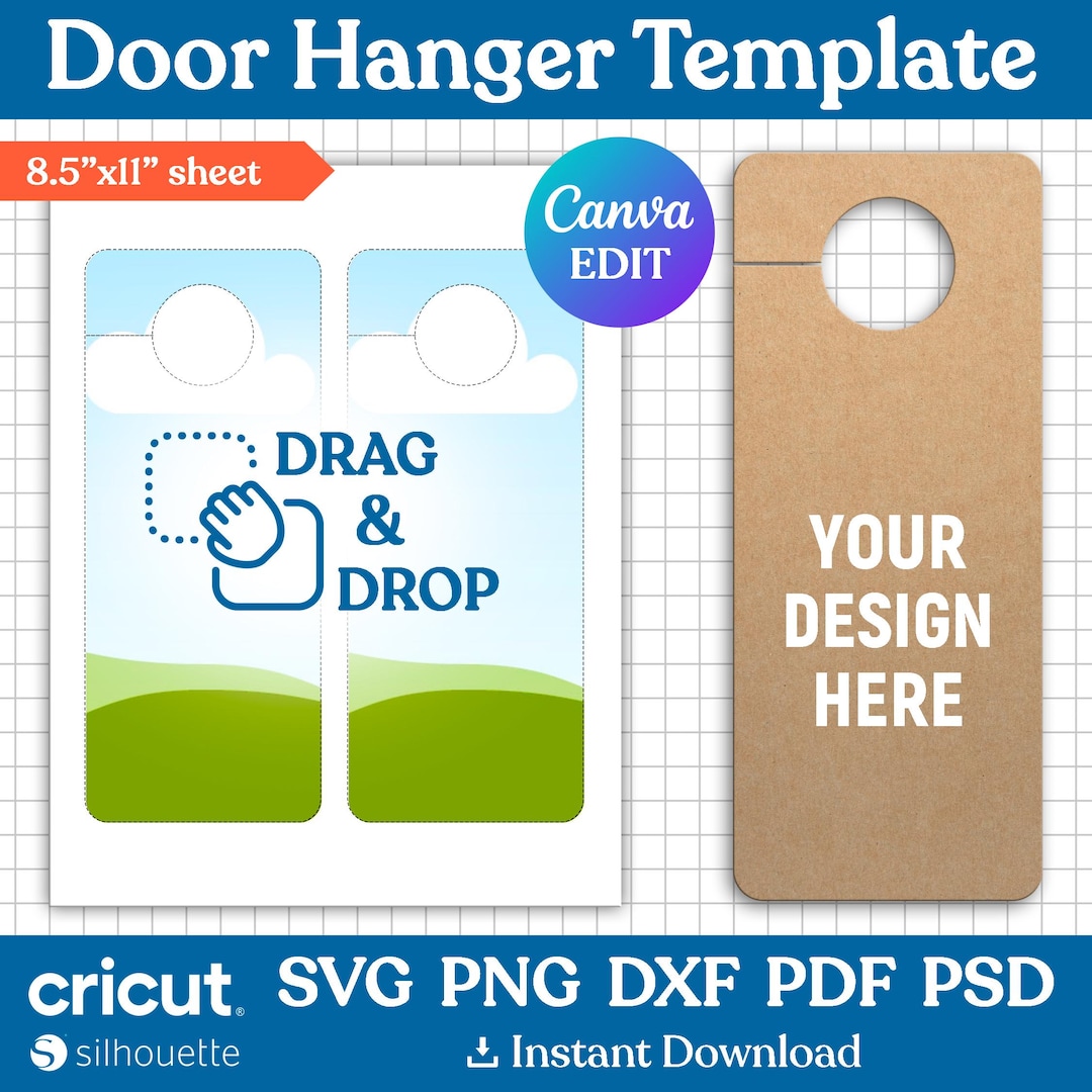 Door Hanger Template, Door Hanger Svg, Door Knob Hanger, Doorknob ...