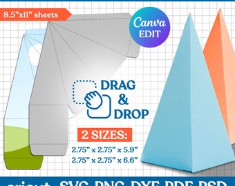 Pyramid Box Svg Bundle, Gift Box Template, Pyramid Favor Box, Birthday ...