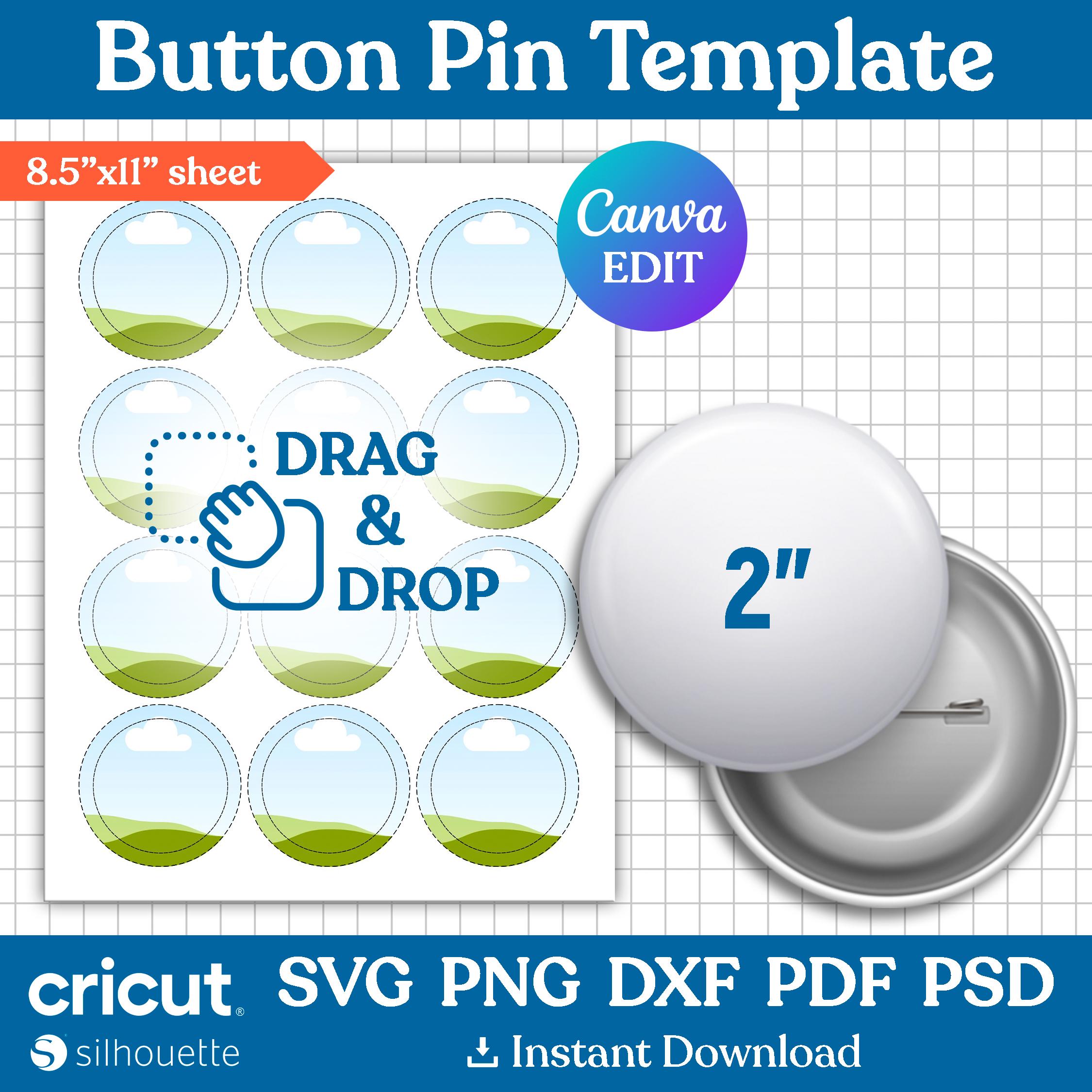 Button Pin Template BUNDLE, Button Pin Svg, Button Pin Blank ...