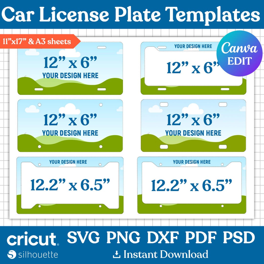 Car License Plate Templates, Car License Plate Sublimation Template ...