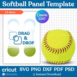 Softball Panel Template Svg, Softball Leather Blank Template, Photo ...