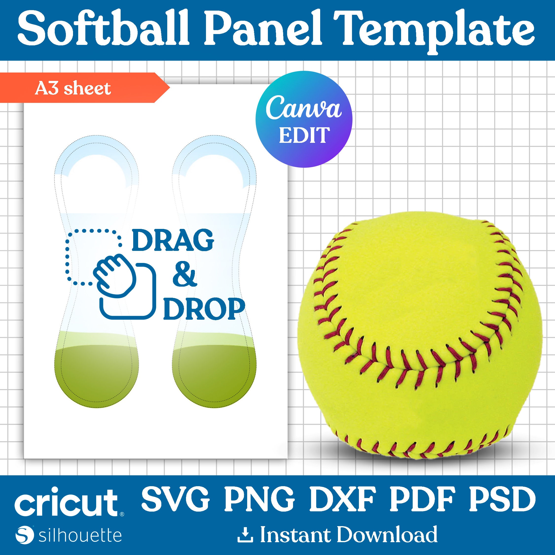 Softball Panel Template Svg, Softball Leather Blank Template, Photo ...