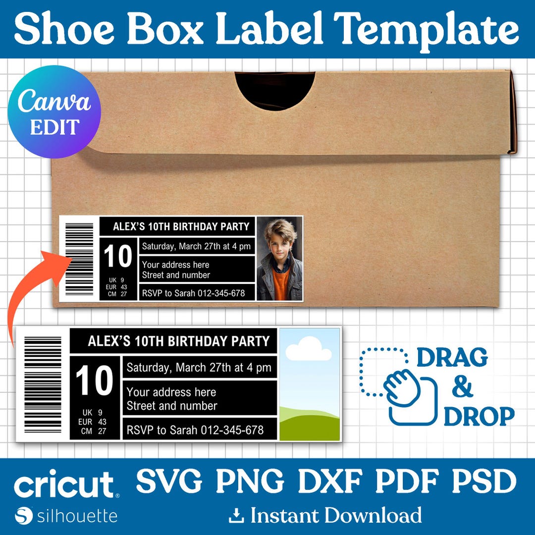 Shoe Box Label Template, Shoe Box Label Svg, Sneaker Box Label Template ...