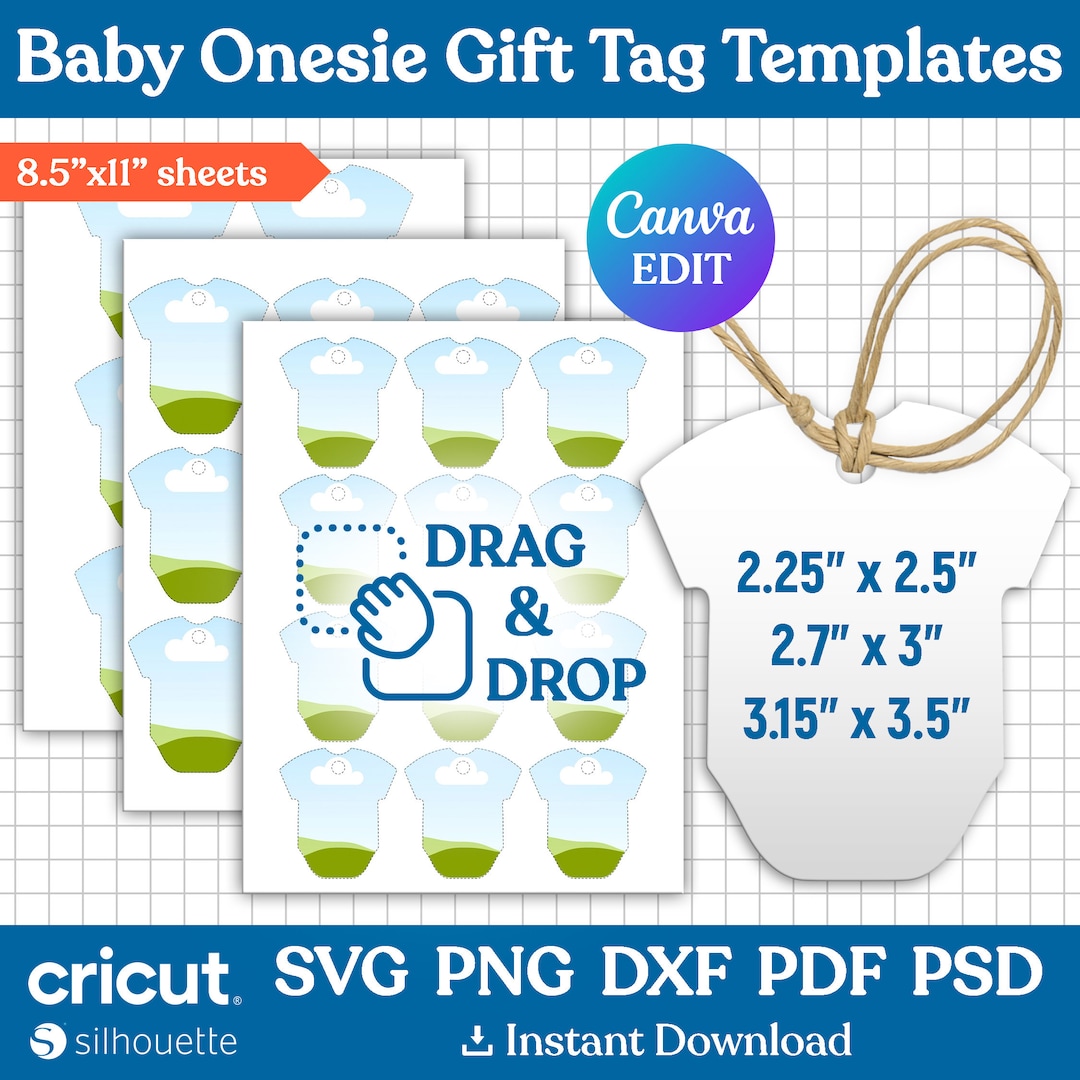 Baby Gift Tag Svg, Baby Onesie Gift Tag Template Bundle, Baby Bodysuit ...